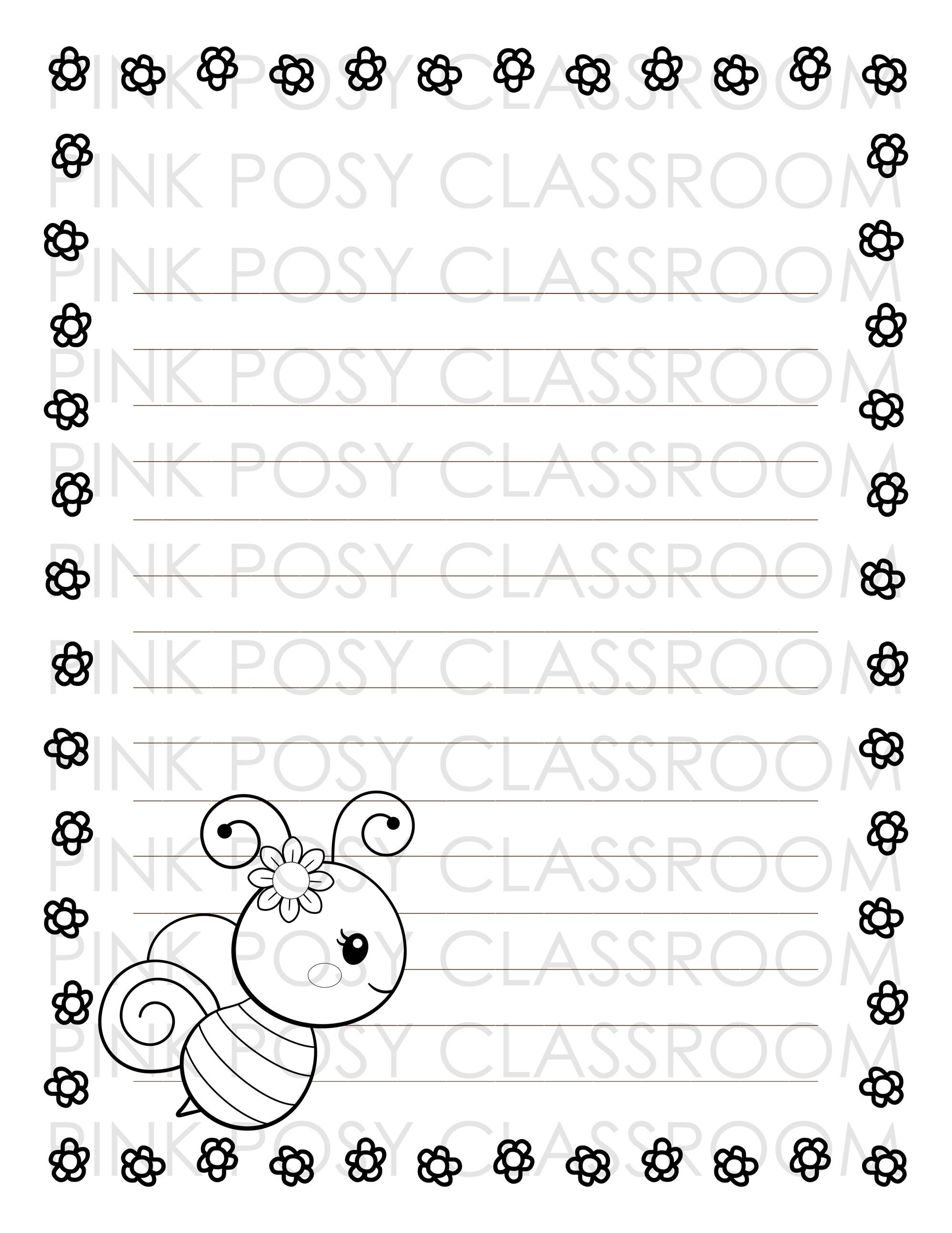Bee Writing Paper, Bee Stationery, Bee Printable Paper, Bee Lined Paper ...