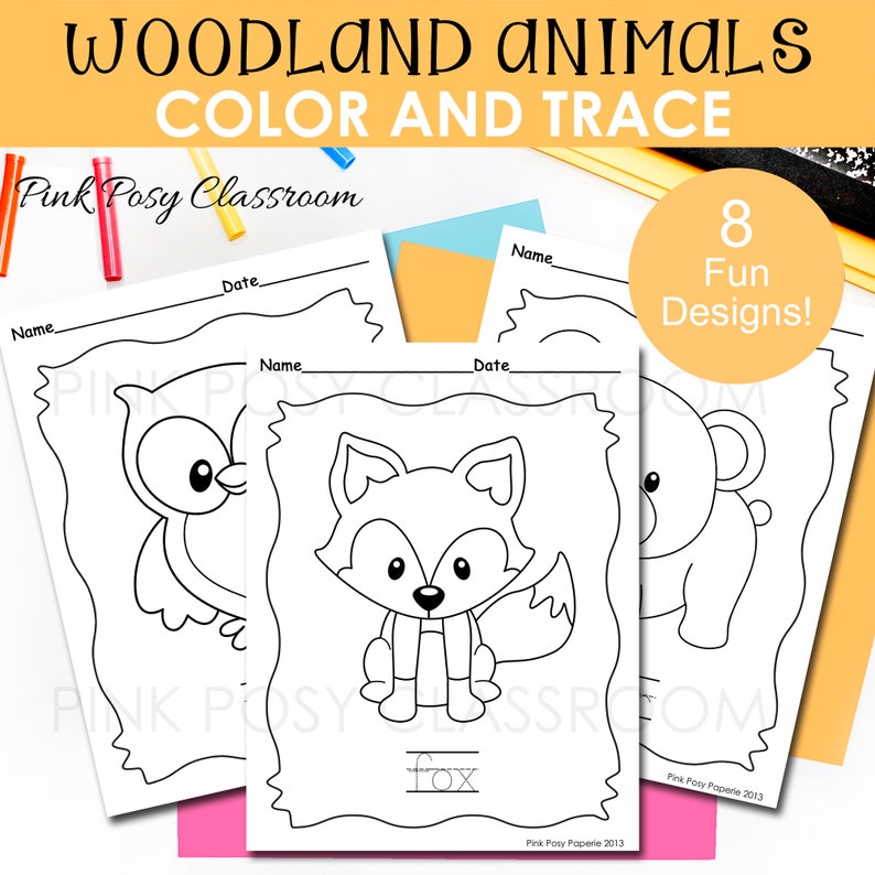 Woodland Animals Coloring Pages, Color and Trace the Word, Woodland ...