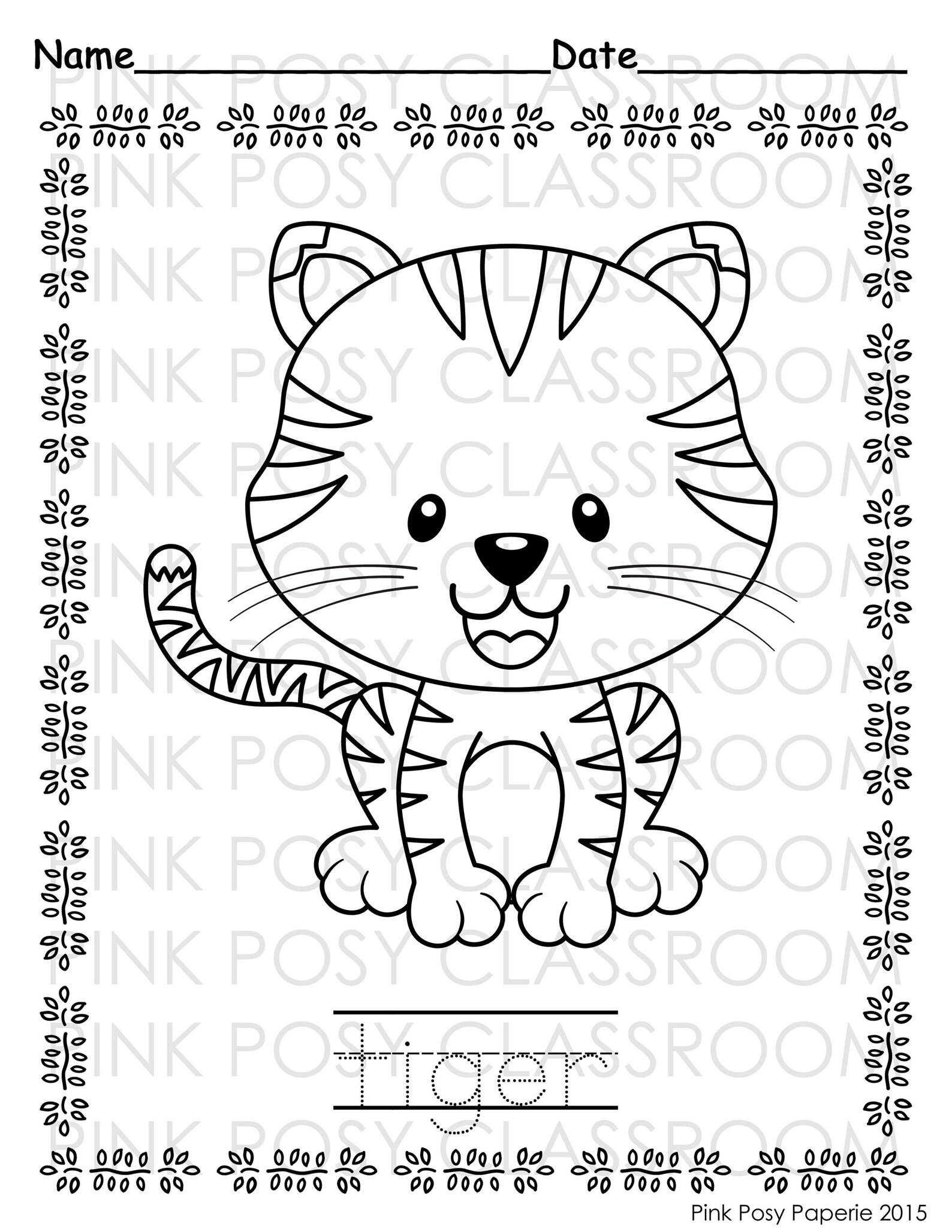 Jungle Animals Coloring Pages, Color Trace the Word, Safari Animals ...