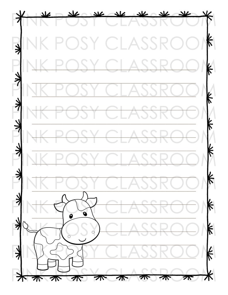 Farm Animals Writing Paper, Farm Animals Stationery, Printable Paper ...