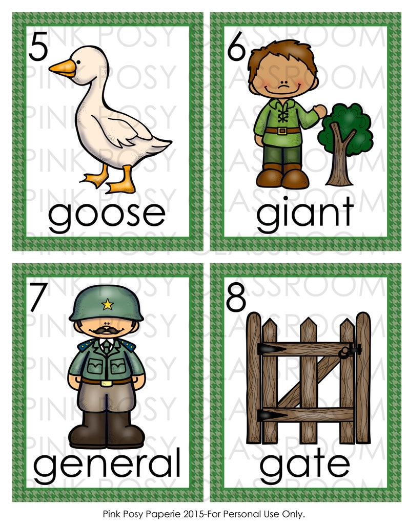 Hard G Soft G Vocabulary Cards, Beginning Sounds Printable, Phonics ...