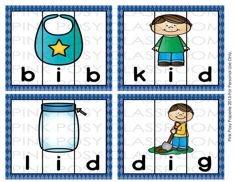 CVC Puzzles, Short I, Short Vowel Sounds, Word Families, Phonics ...