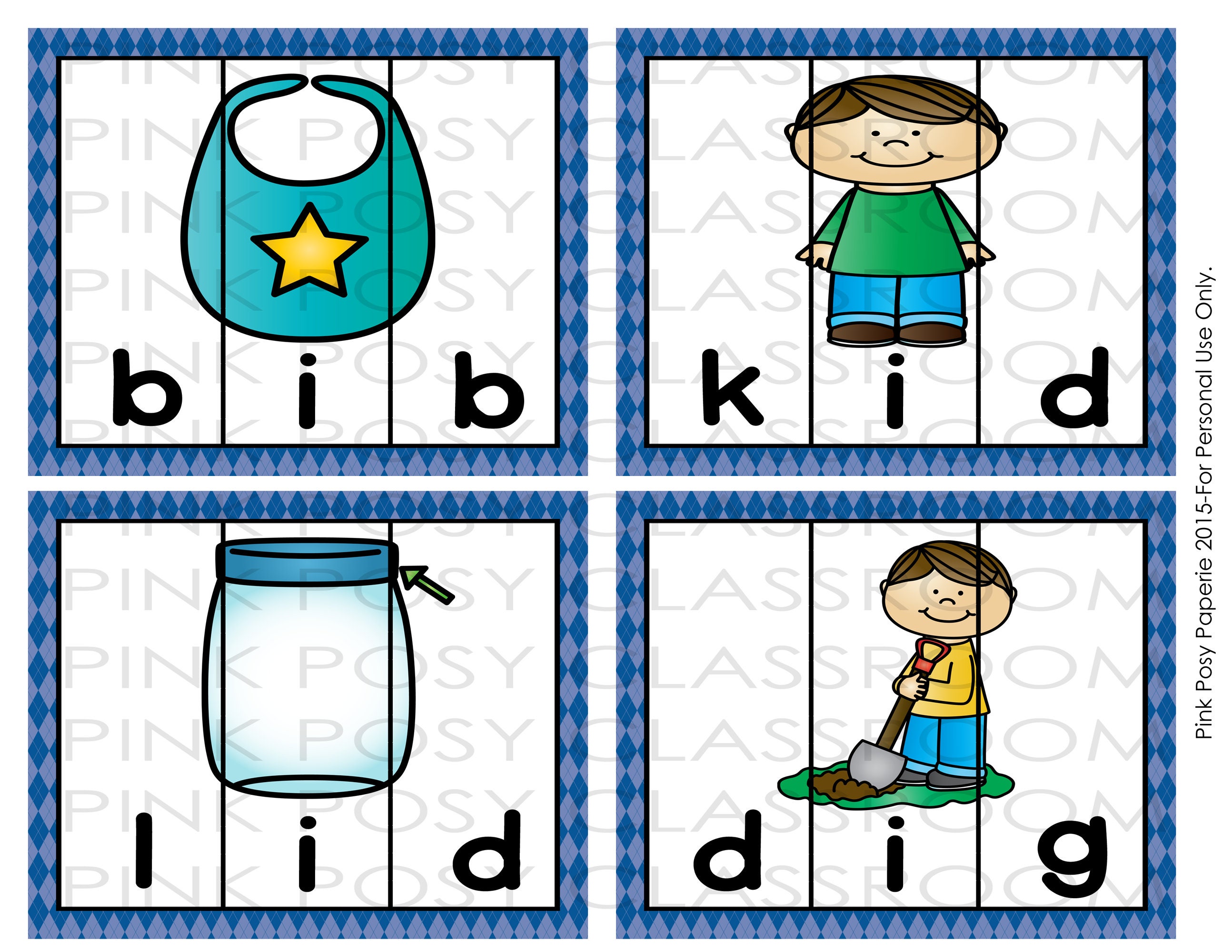 CVC Puzzles, Short I, Short Vowel Sounds, Word Families, Phonics ...