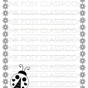 Ladybug Writing Paper, Ladybug Stationery, Printable Paper, Lined Paper ...