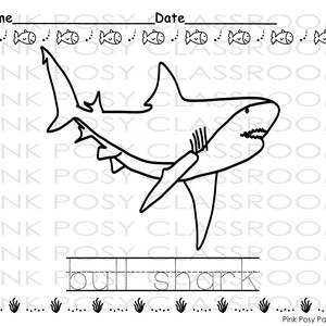 Shark Coloring Pages, Color and Trace the Letters, Printable Shark ...