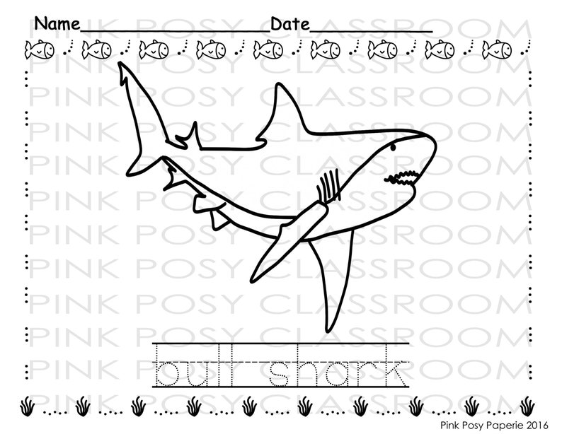 Shark Coloring Pages, Color and Trace the Letters, Printable Shark ...