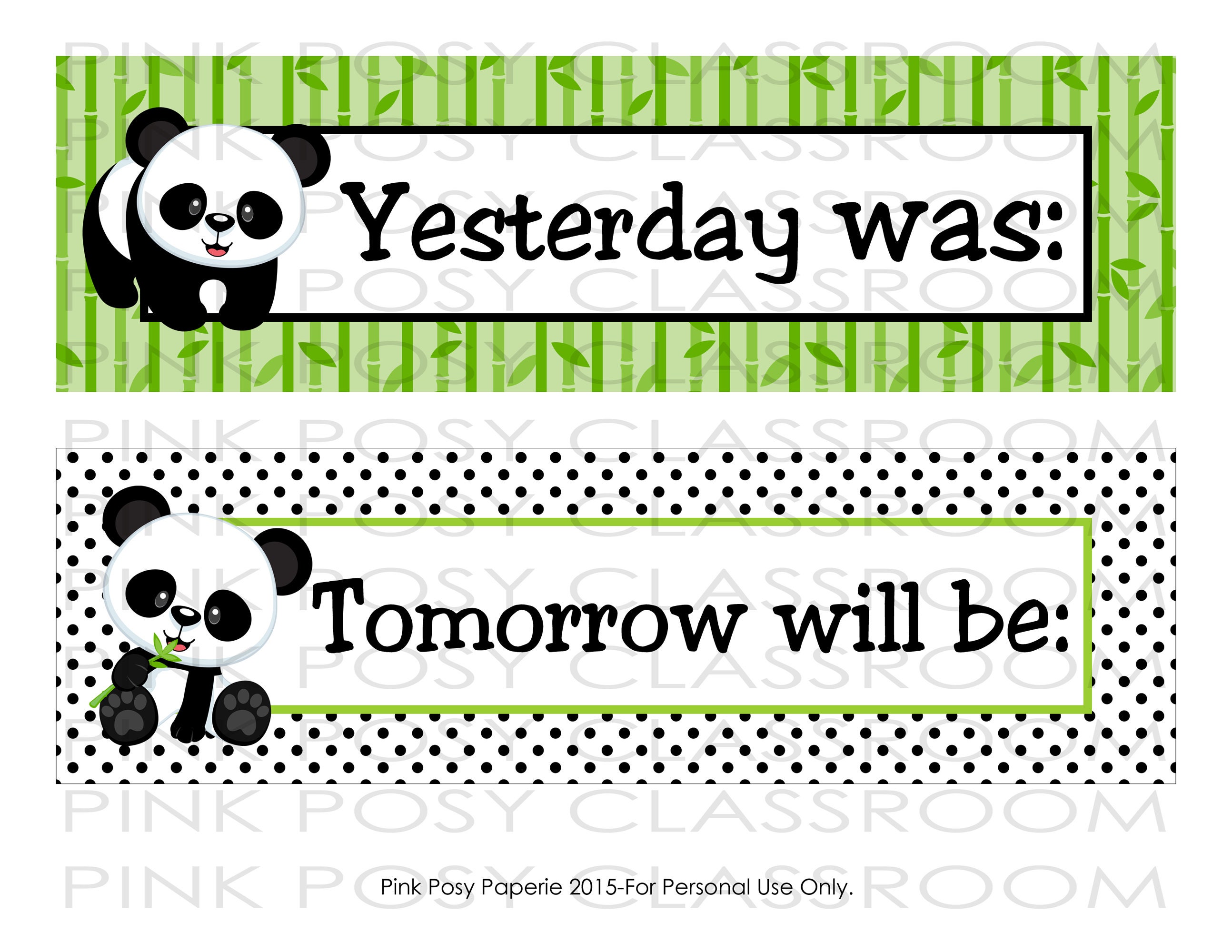 Panda Calendar Set, Classroom Calendar Set, Classroom Decor, Number ...