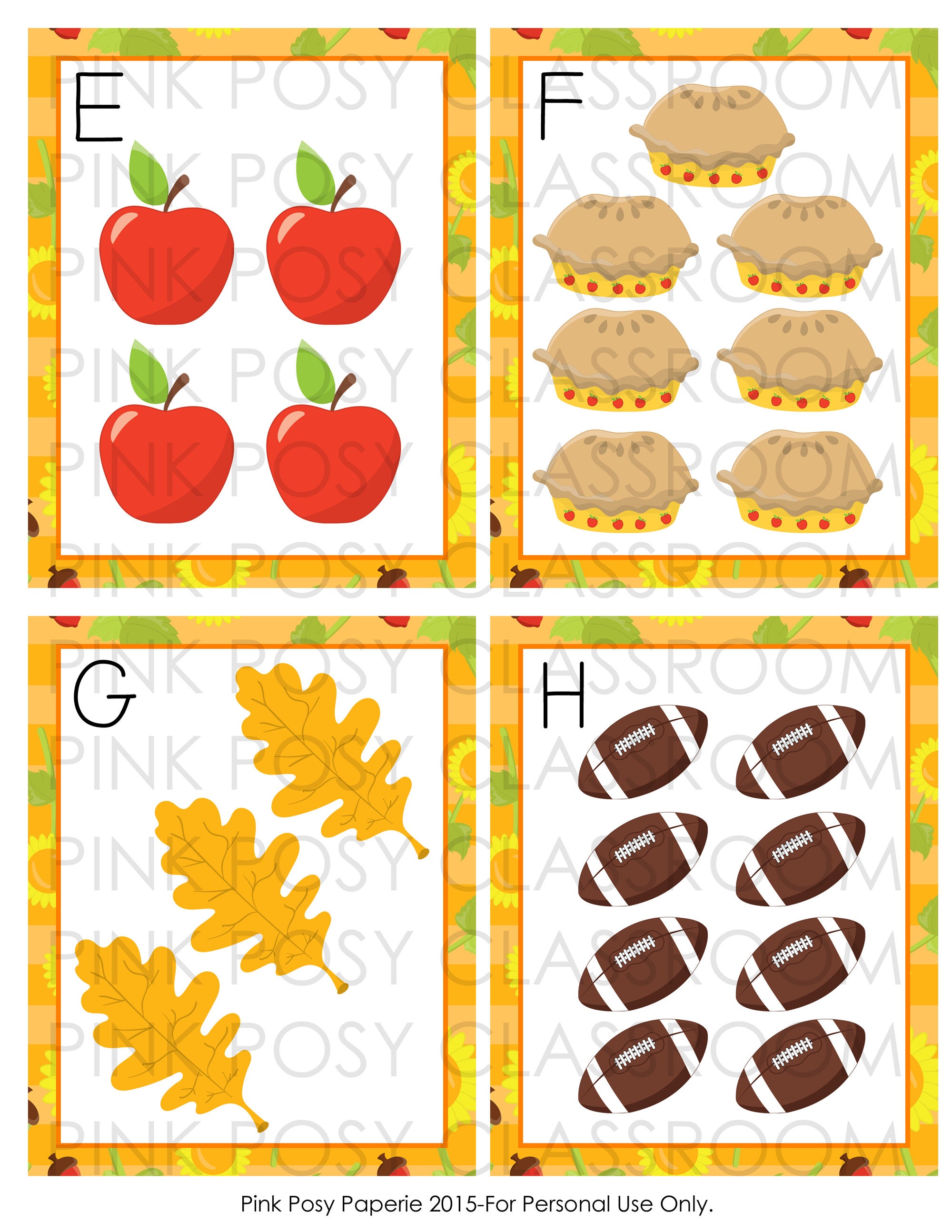 Fall Flash Cards, Autumn Count the Room, Learn to Count, Number ...