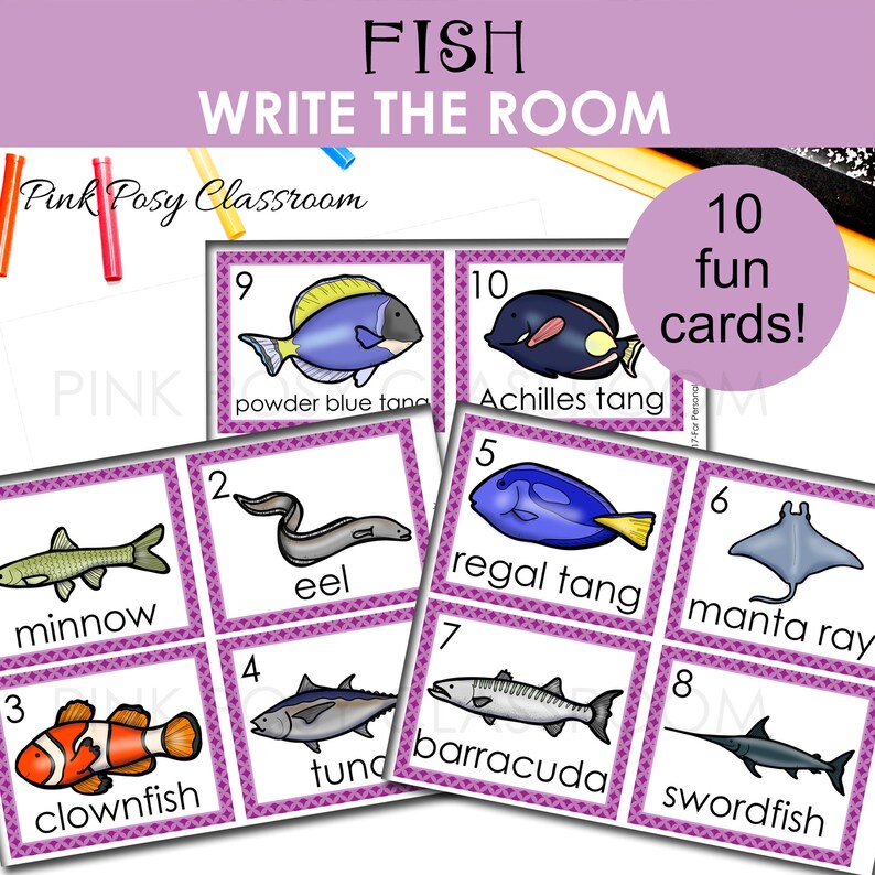 Fish Vocabulary Cards, Fish Printable, Literacy Center, Writing ...