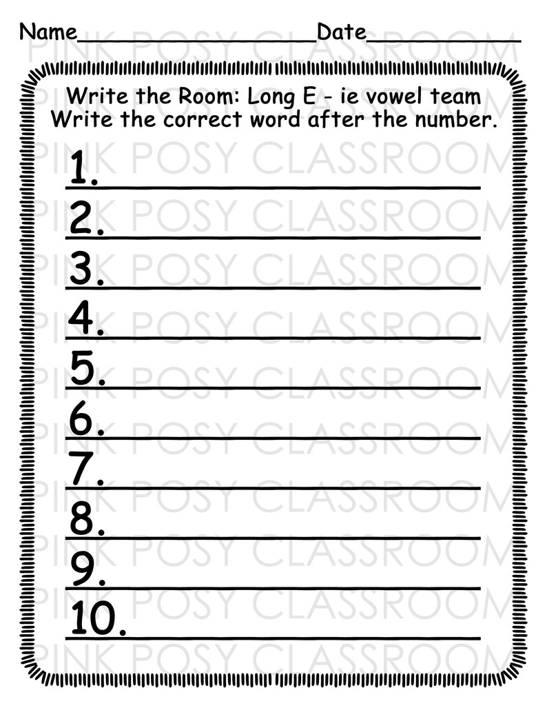 Long Vowels Vocabulary Cards Long E Vowel Team Ie Printable - Etsy