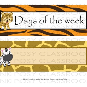 Jungle Calendar Set, Classroom Calendar Set, Classroom Decor, Safari ...