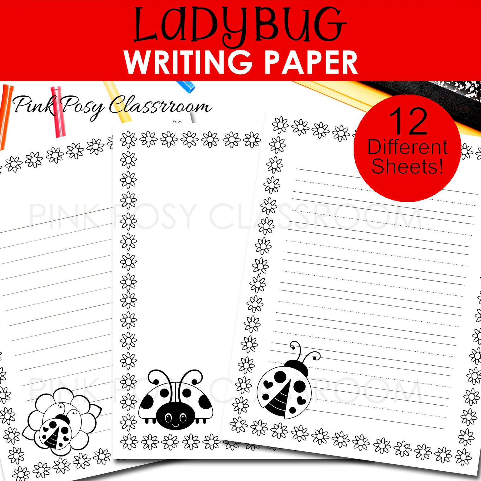 Ladybug Writing Paper Ladybug Stationery Printable Paper - Etsy