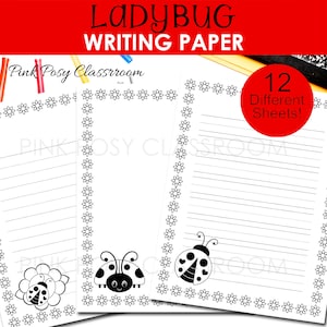Ladybug Writing Paper, Ladybug Stationery, Printable Paper, Lined Paper ...