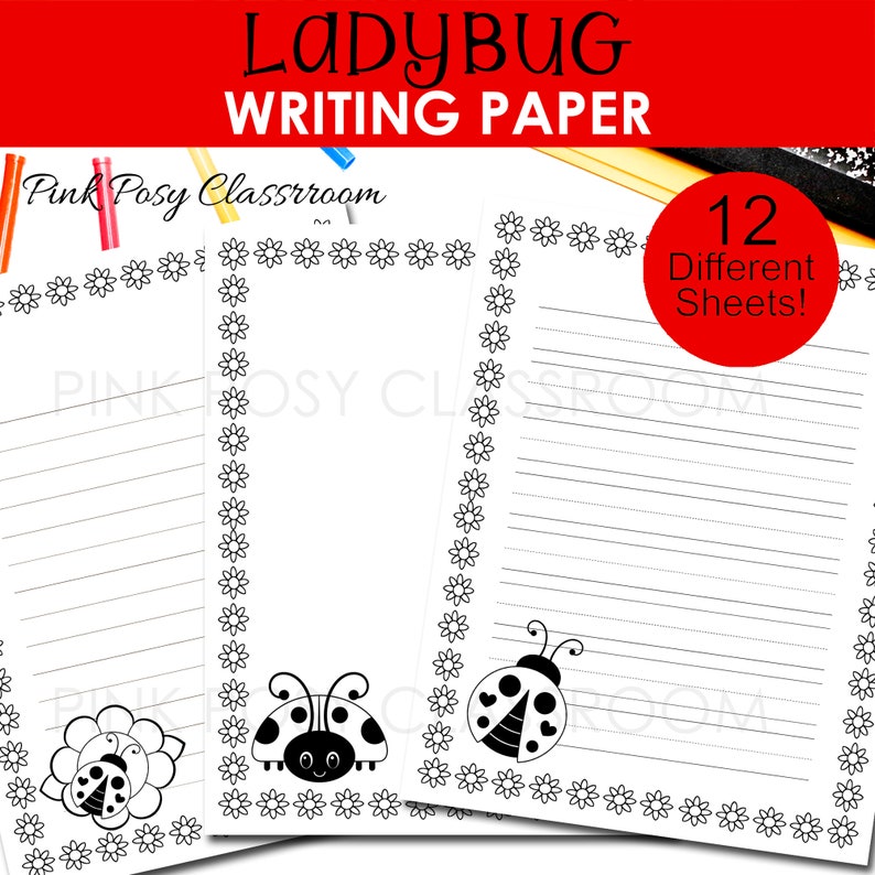 Ladybug Writing Paper Ladybug Stationery Printable Paper - Etsy