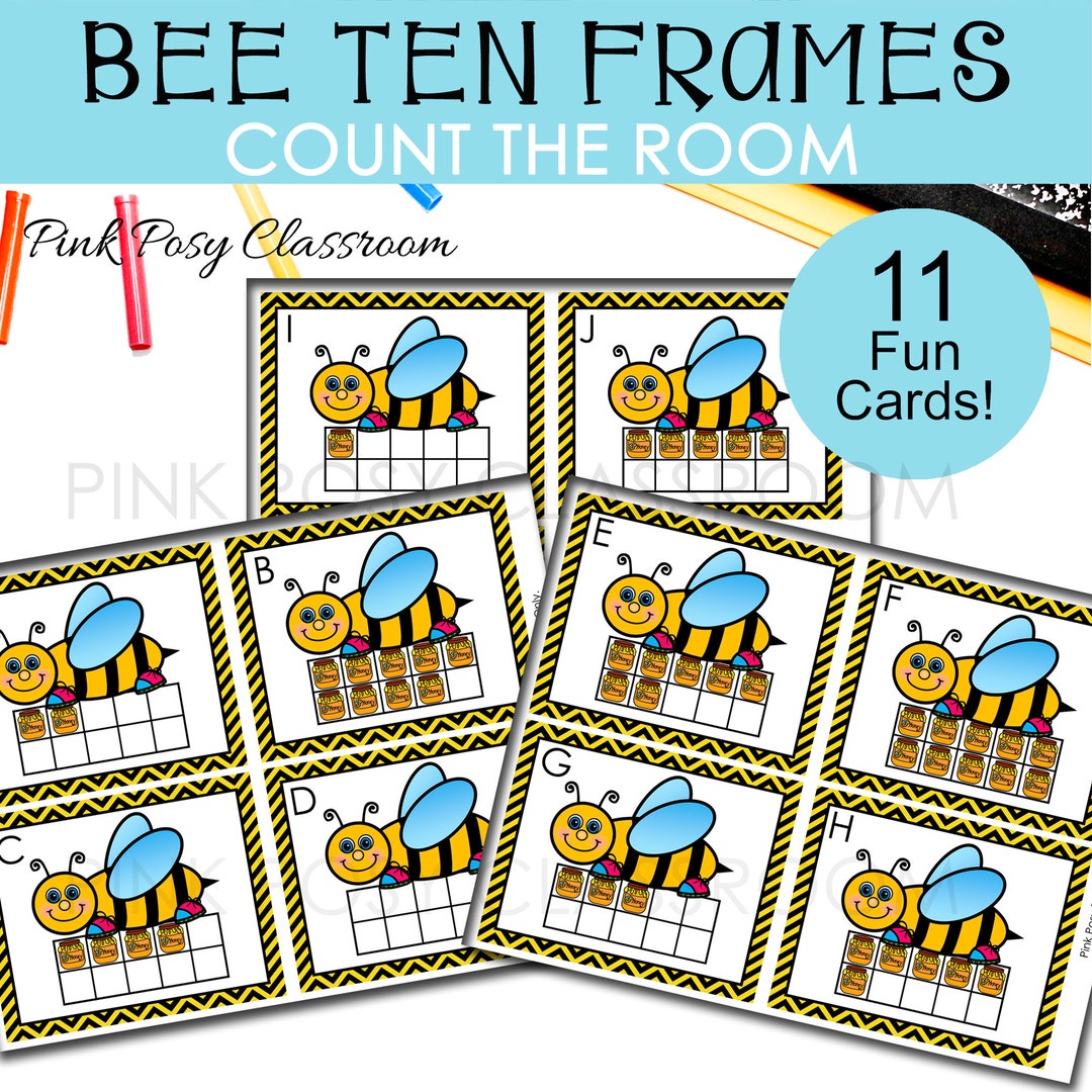 Ten Frame Flash Cards, Bees Count the Room, Learn to Count, Number ...