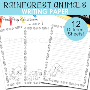 Rainforest Animals Writing Paper, Rainforest Stationery, Printable ...