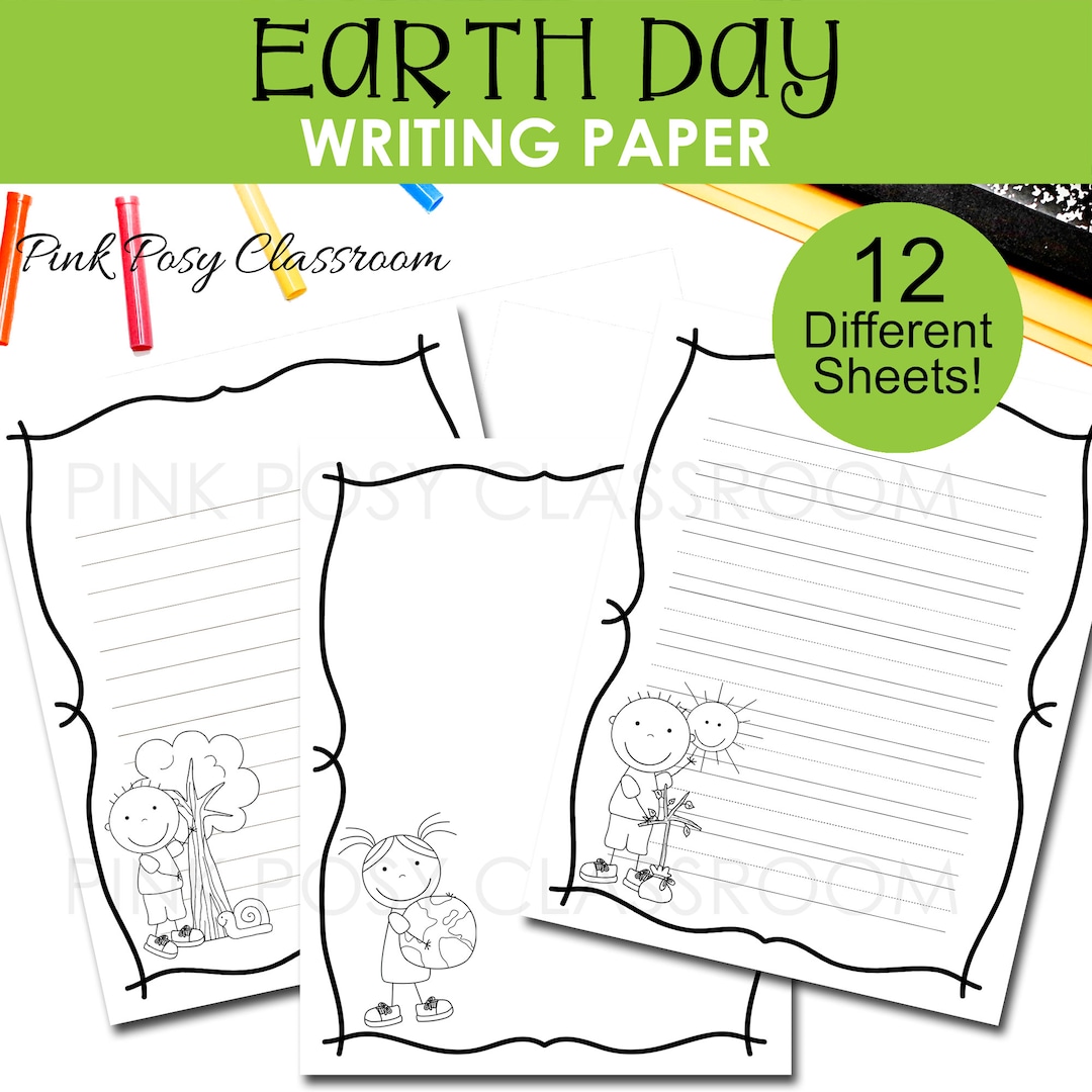 Earth Writing Paper, Earth Day Stationery, Earth Day Printable, Lined ...