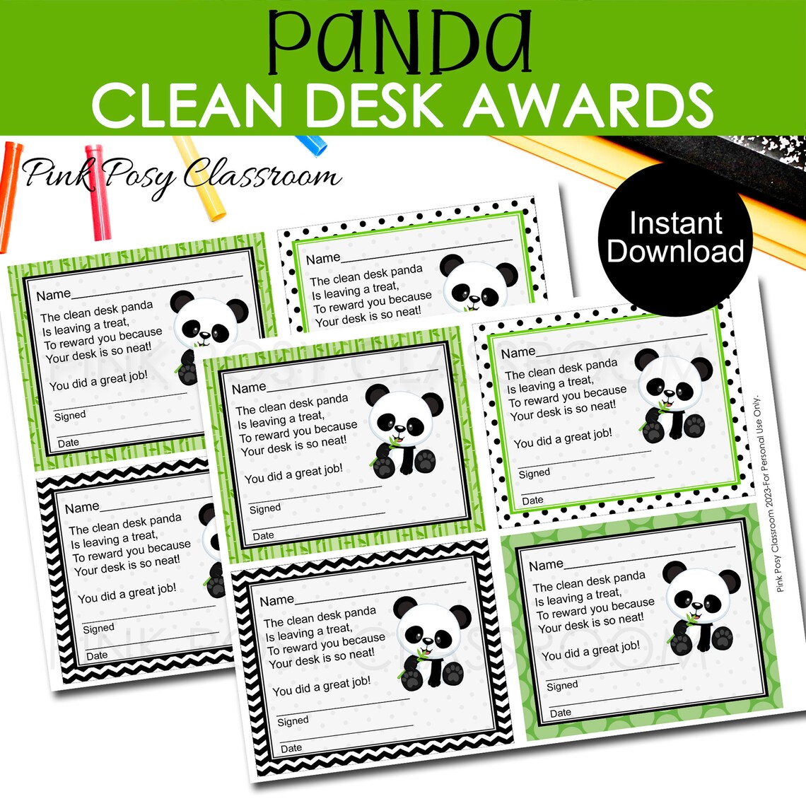 Panda Clean Desk Awards, Classroom Managment, Behavior Management ...