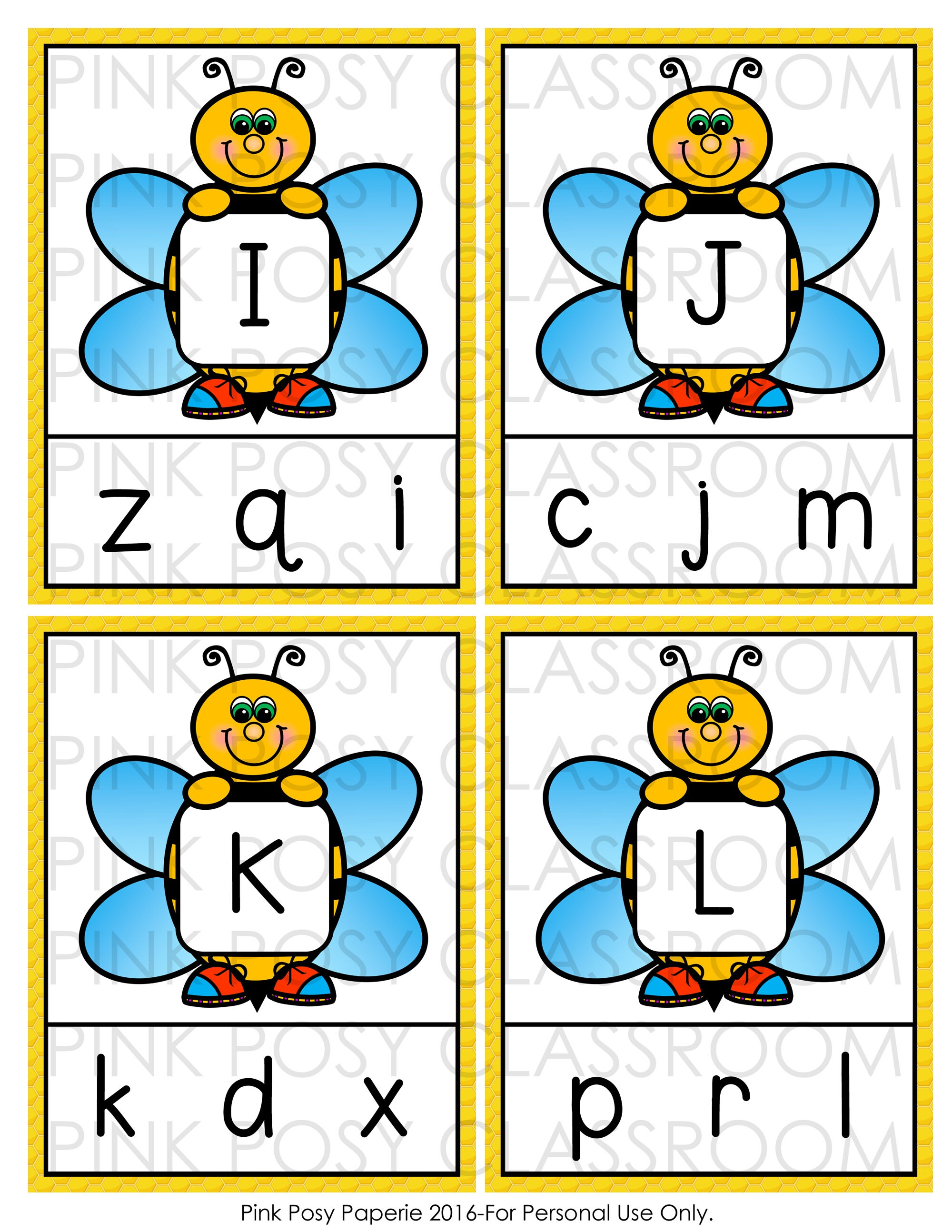 Alphabet Flash Cards, Bee Alphabet Clip Cards, Letter Match Cards ...