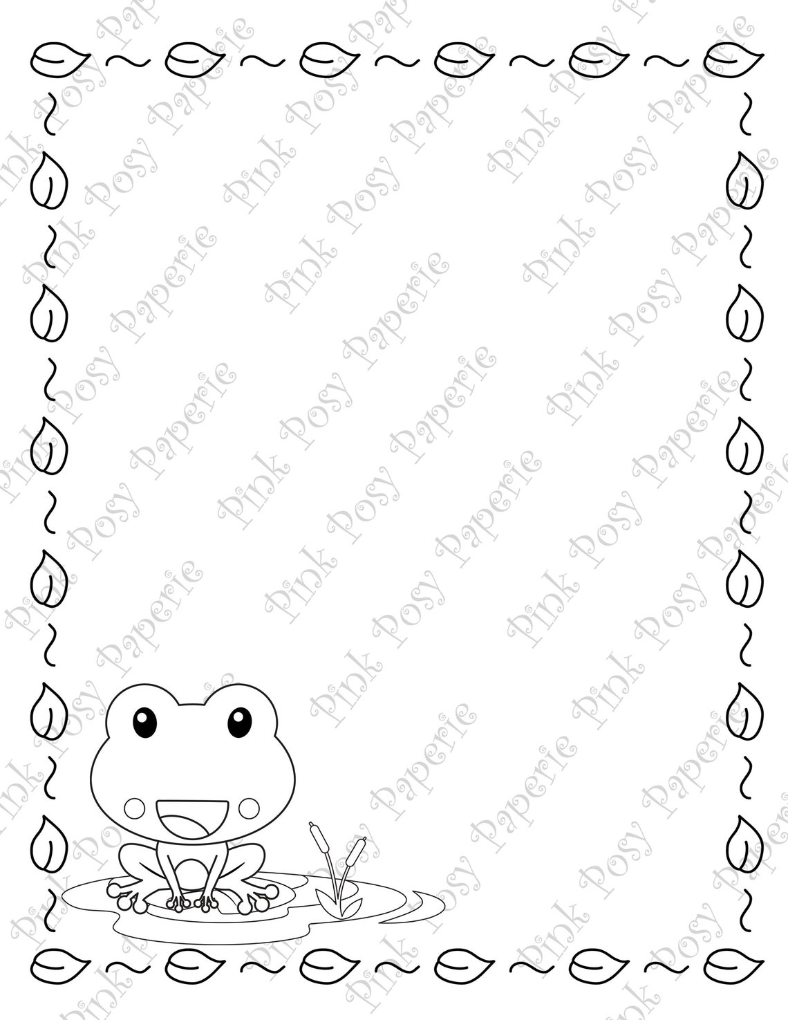 Frog Writing Paper, Frog Stationery, Frog Printable Paper, Frog Lined ...