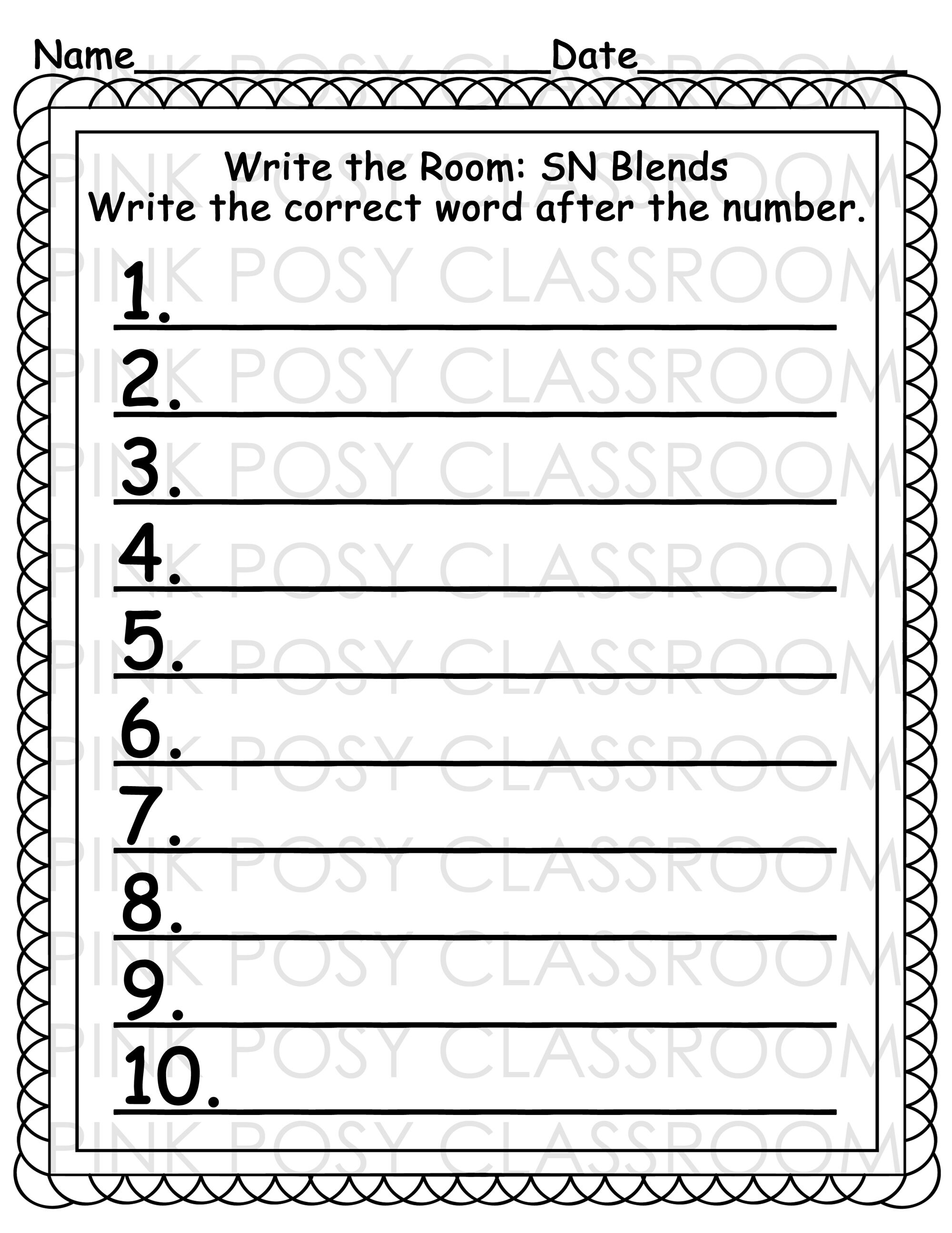 SN Blends Digraphs Vocabulary Cards SN Blends Printable - Etsy