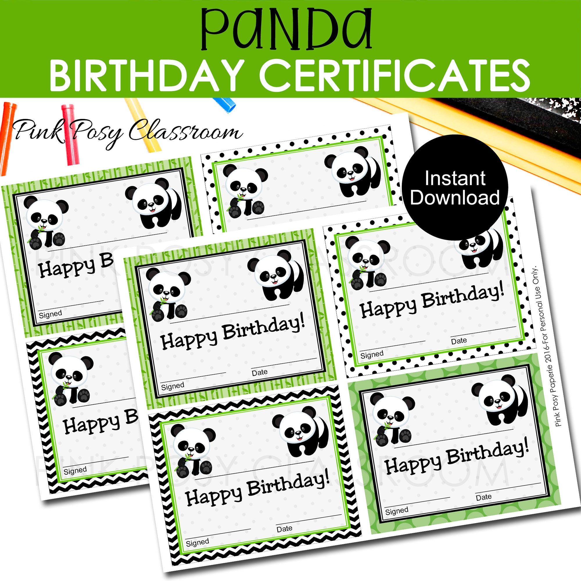 Happy Birthday Certificate, Panda Birthday Certificate, Classroom ...