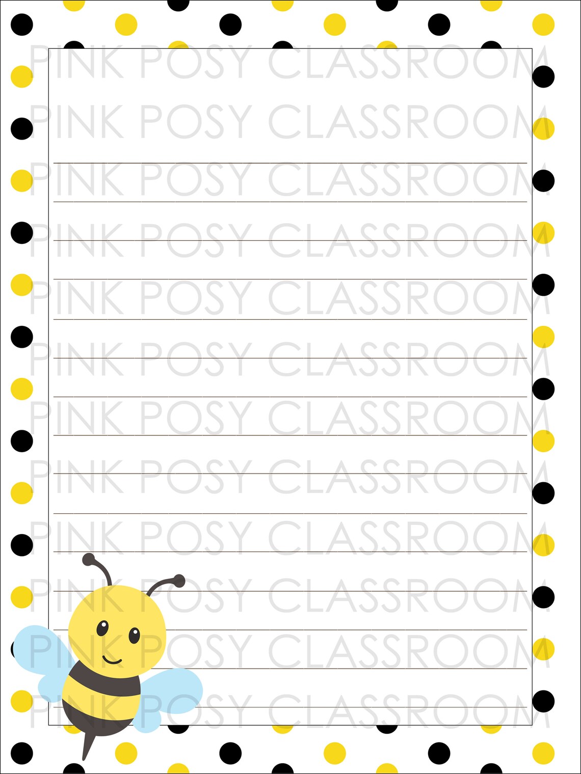 Bee Writing Paper, Bee Printable Paper, Bee Stationery, Bee Lined Paper ...