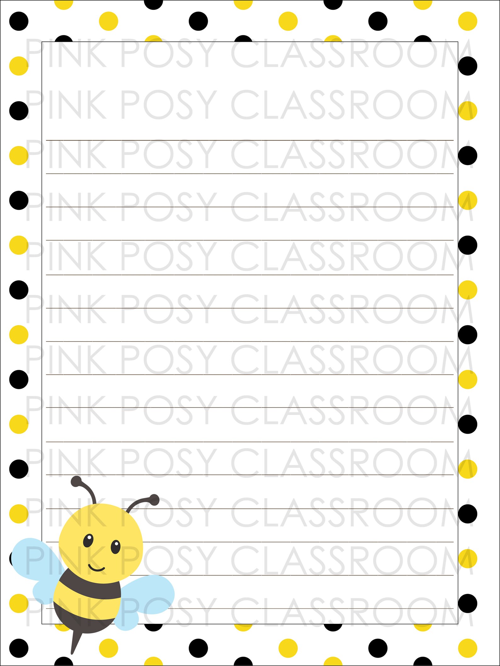 Bee Writing Paper, Bee Printable Paper, Bee Stationery, Bee Lined Paper ...