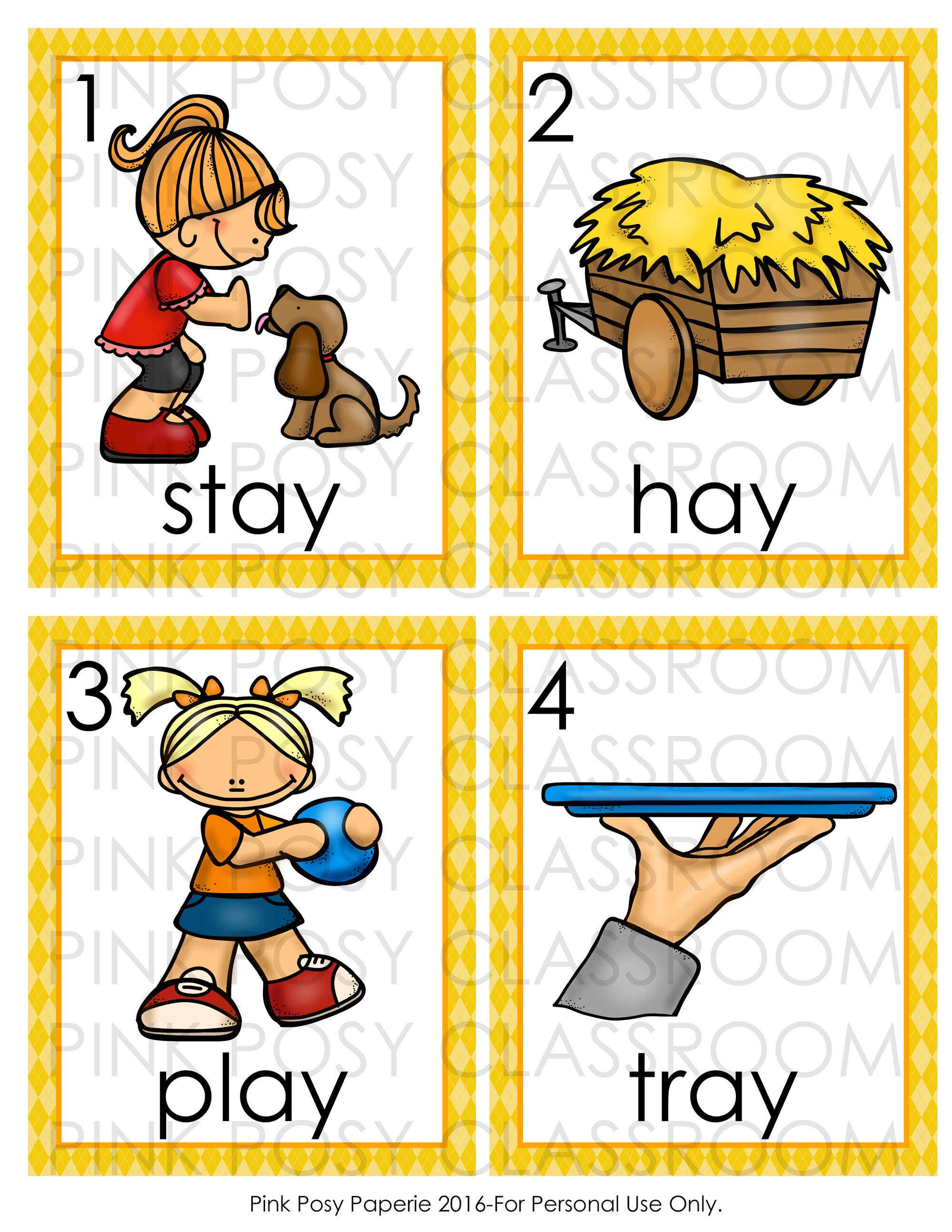 Long Vowels Vocabulary Cards, Long A Vowel Team Ay Printable, Vowel ...