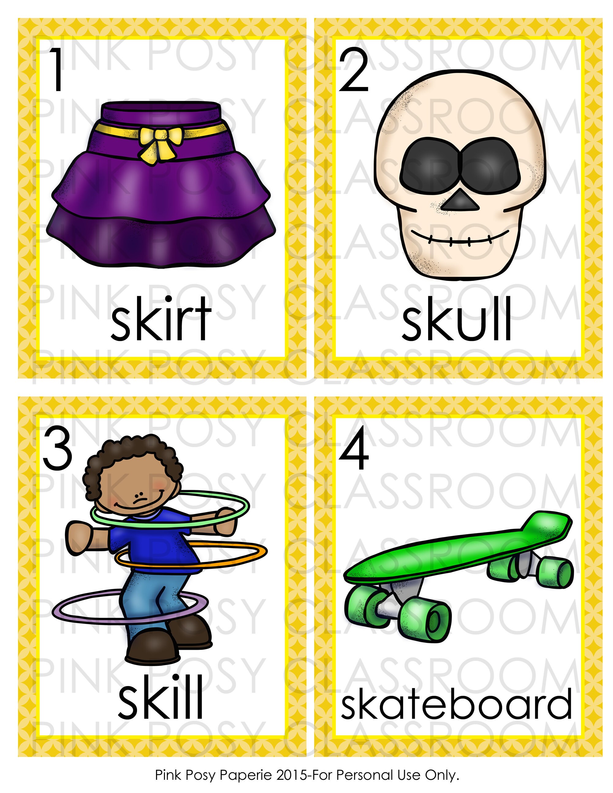 SK Blends Digraphs Vocabulary Cards, SK Blends Printable, Blends ...