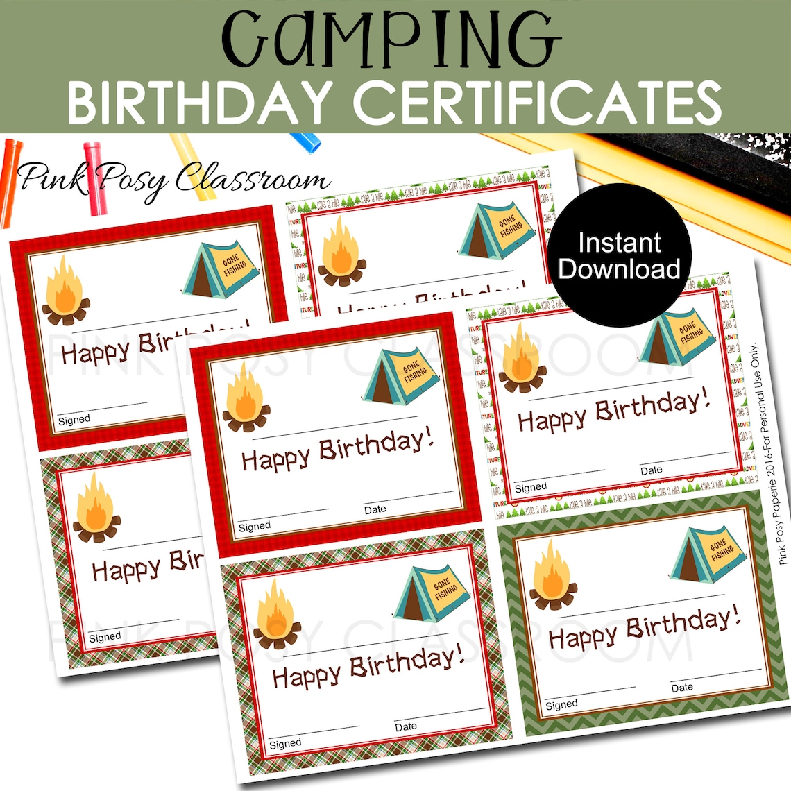 Happy Birthday Certificate, Camping Birthday Certificate, Classroom ...