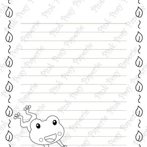 Frog Writing Paper, Frog Stationery, Frog Printable Paper, Frog Lined ...