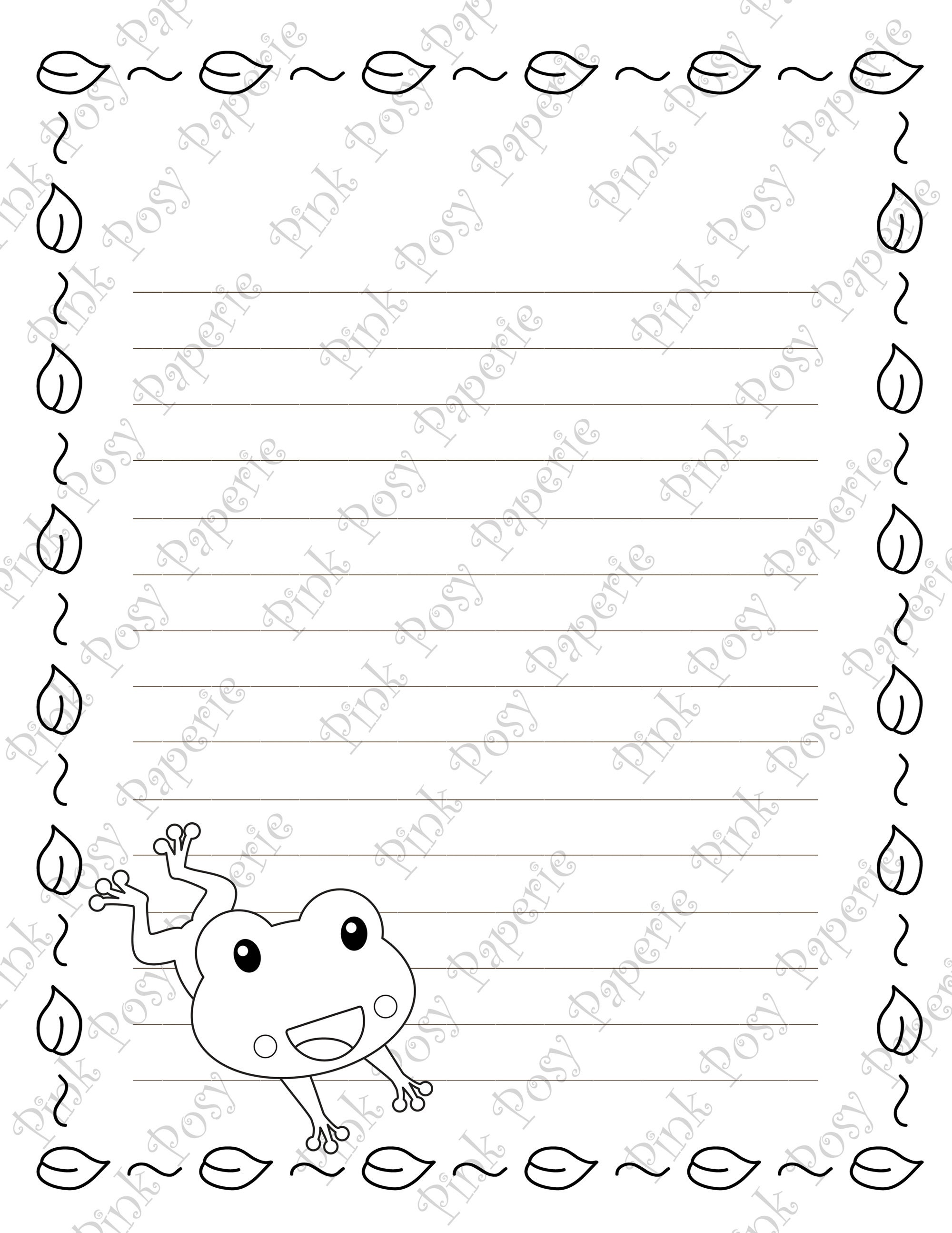 Frog Writing Paper, Frog Stationery, Frog Printable Paper, Frog Lined ...