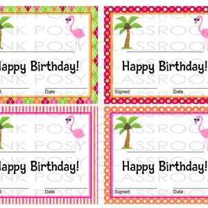 Happy Birthday Certificate, Flamingo Birthday Certificate, Classroom ...