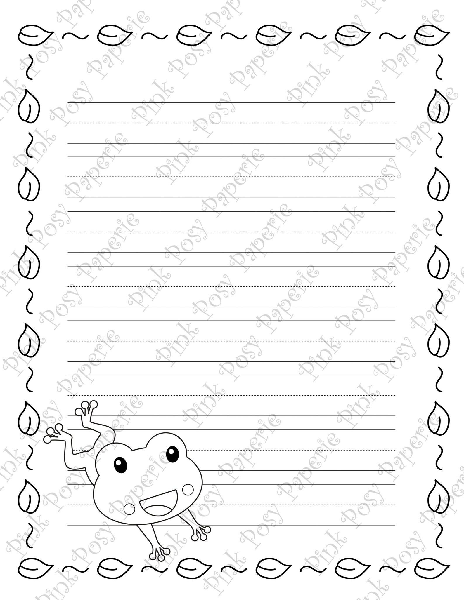 Frog Writing Paper, Frog Stationery, Frog Printable Paper, Frog Lined ...