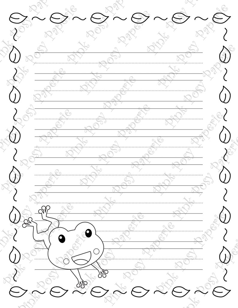 Frog Writing Paper, Frog Stationery, Frog Printable Paper, Frog Lined ...