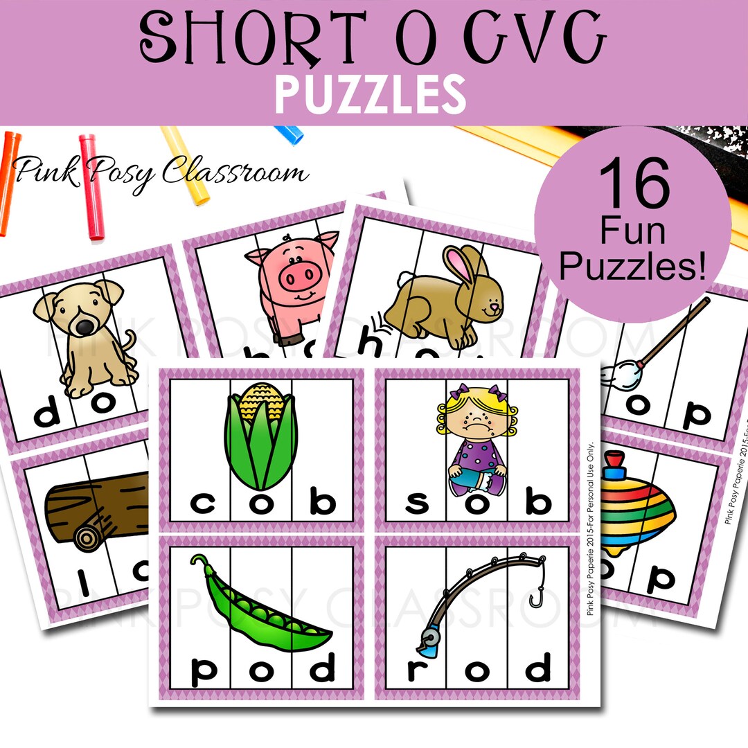 CVC Puzzles Short O Short Vowel Sounds Word Families - Etsy