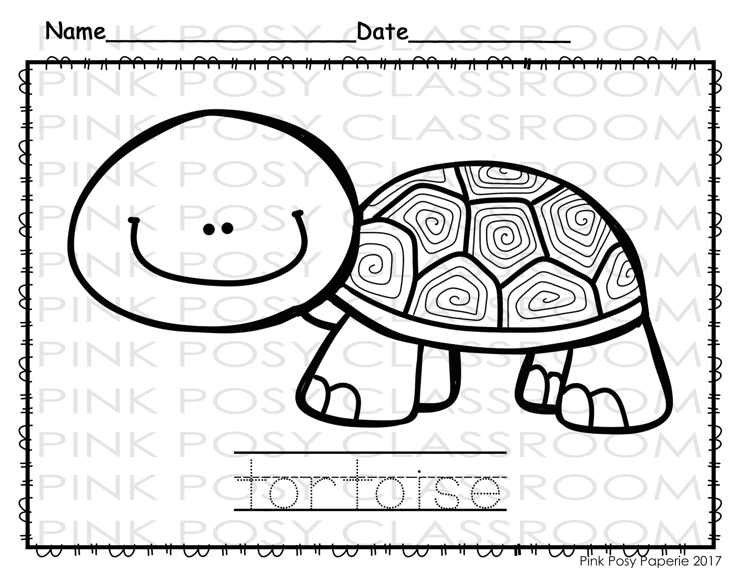 Reptiles and Amphibians Coloring Pages, Color and Trace the Word ...