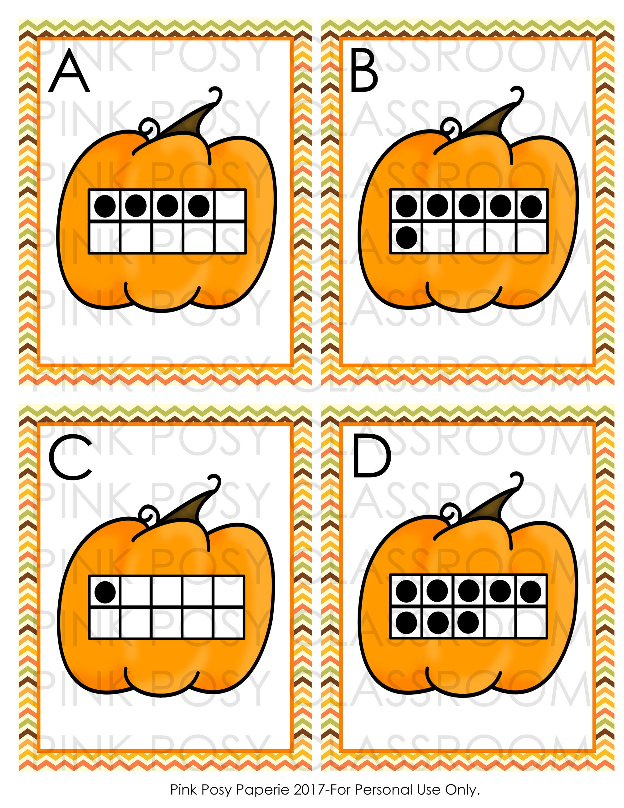 Ten Frame Flash Cards, Pumpkin Count the Room, Learn to Count, Number ...