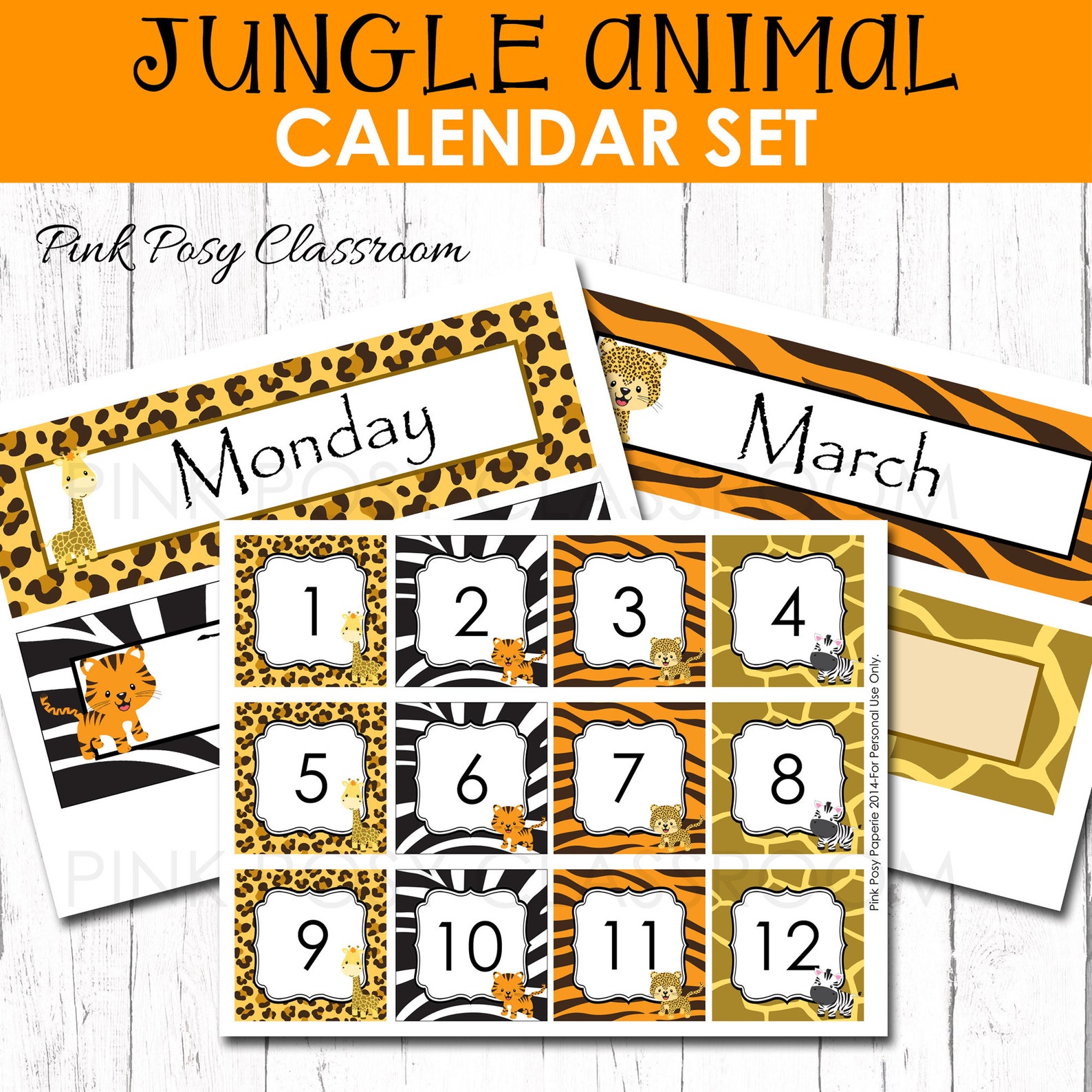 Jungle Calendar Set, Classroom Calendar Set, Classroom Decor, Safari ...