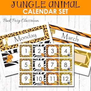 Jungle Calendar Set, Classroom Calendar Set, Classroom Decor, Safari ...