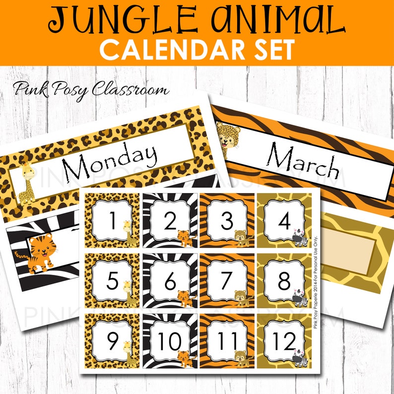 Jungle Calendar Set, Classroom Calendar Set, Classroom Decor, Safari ...