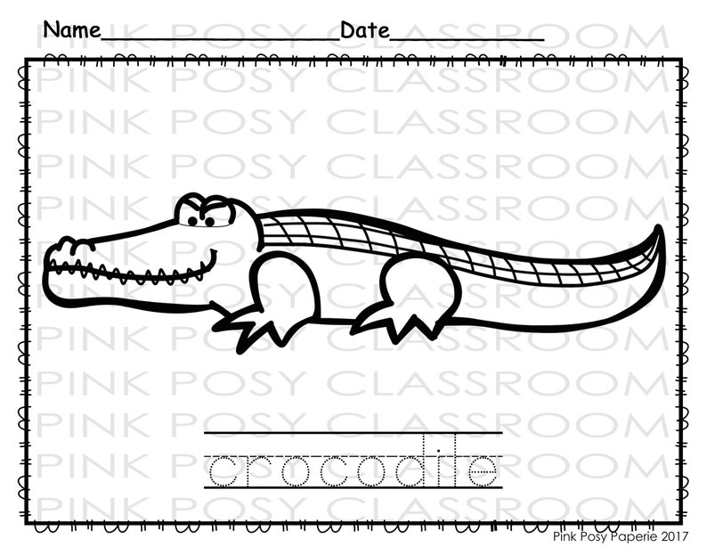Reptiles and Amphibians Coloring Pages, Color and Trace the Word ...