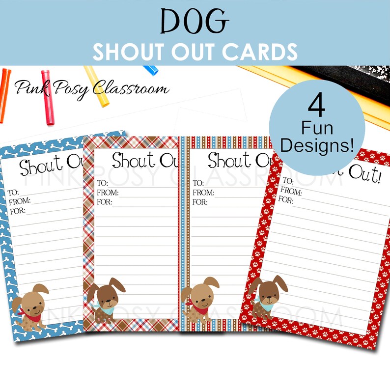 Shout Out Cards Notes From Teacher Student Rewards Dog - Etsy