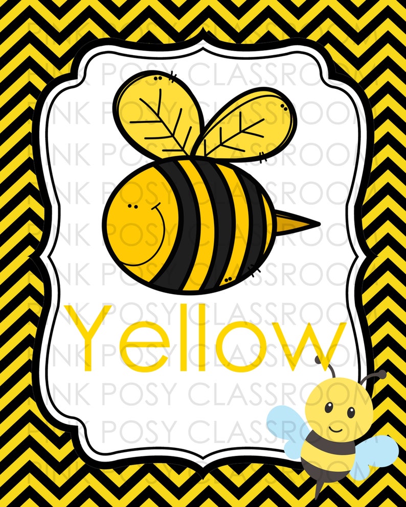 Bee Color Posters, Classroom Decor, Colors Recognition, Printable Color ...