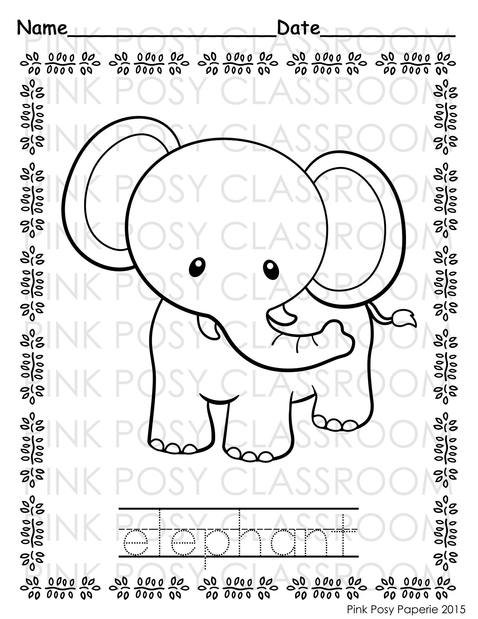 Jungle Animals Coloring Pages, Color Trace the Word, Safari Animals ...