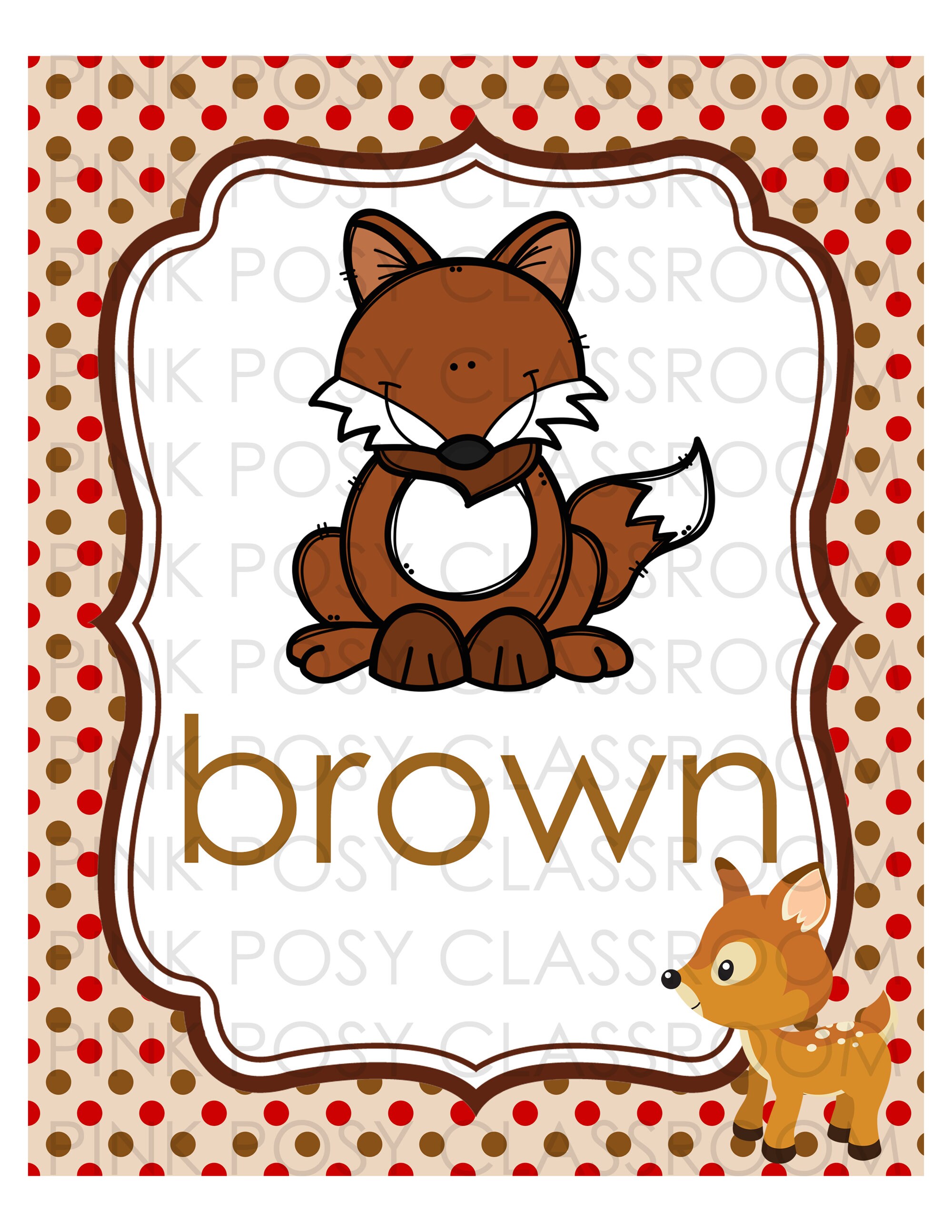 Woodland Color Posters, Colors Recognition, Classroom Decor, Printable ...