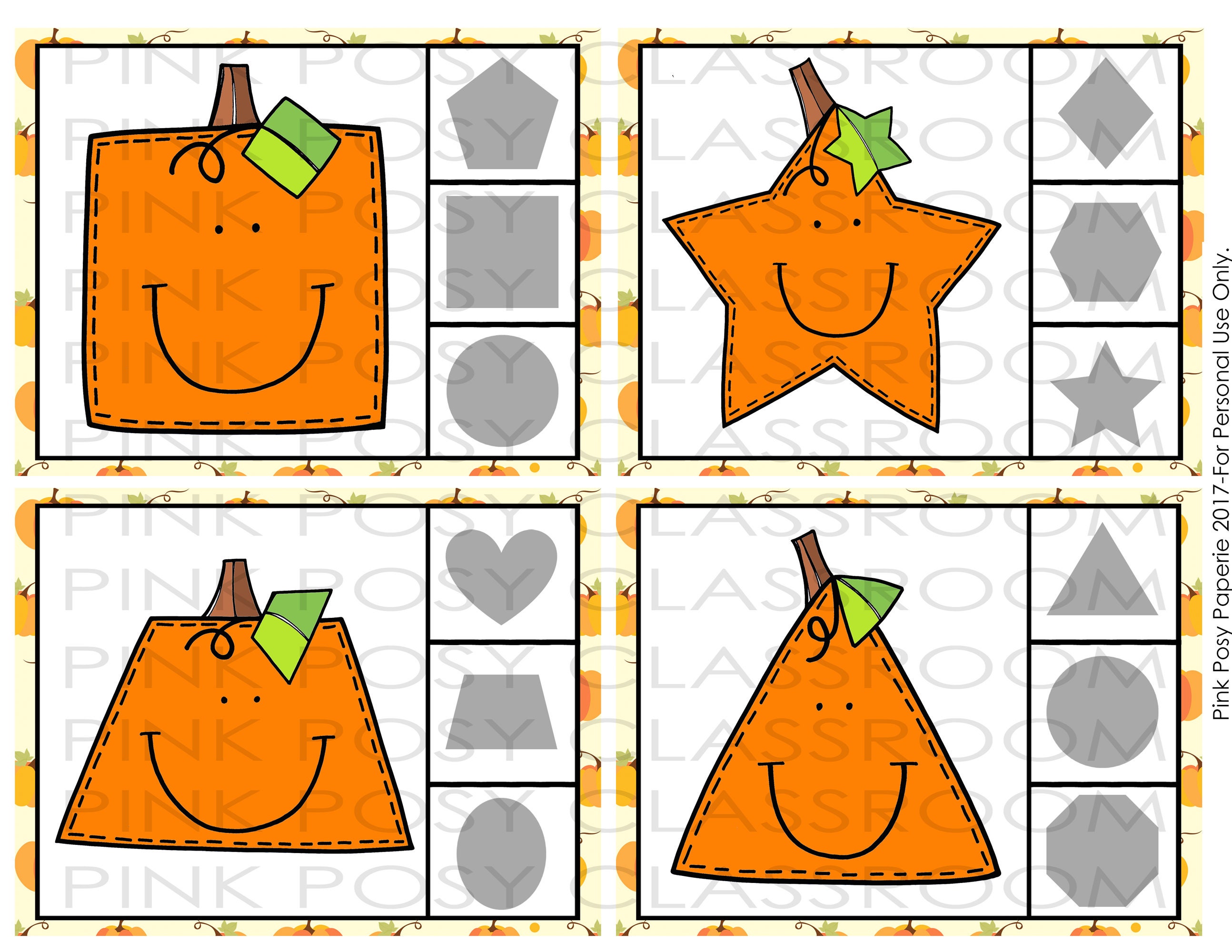 2D Shapes Flashcards Pumpkin, Pumpkin Shapes Clip Cards, Shapes ...