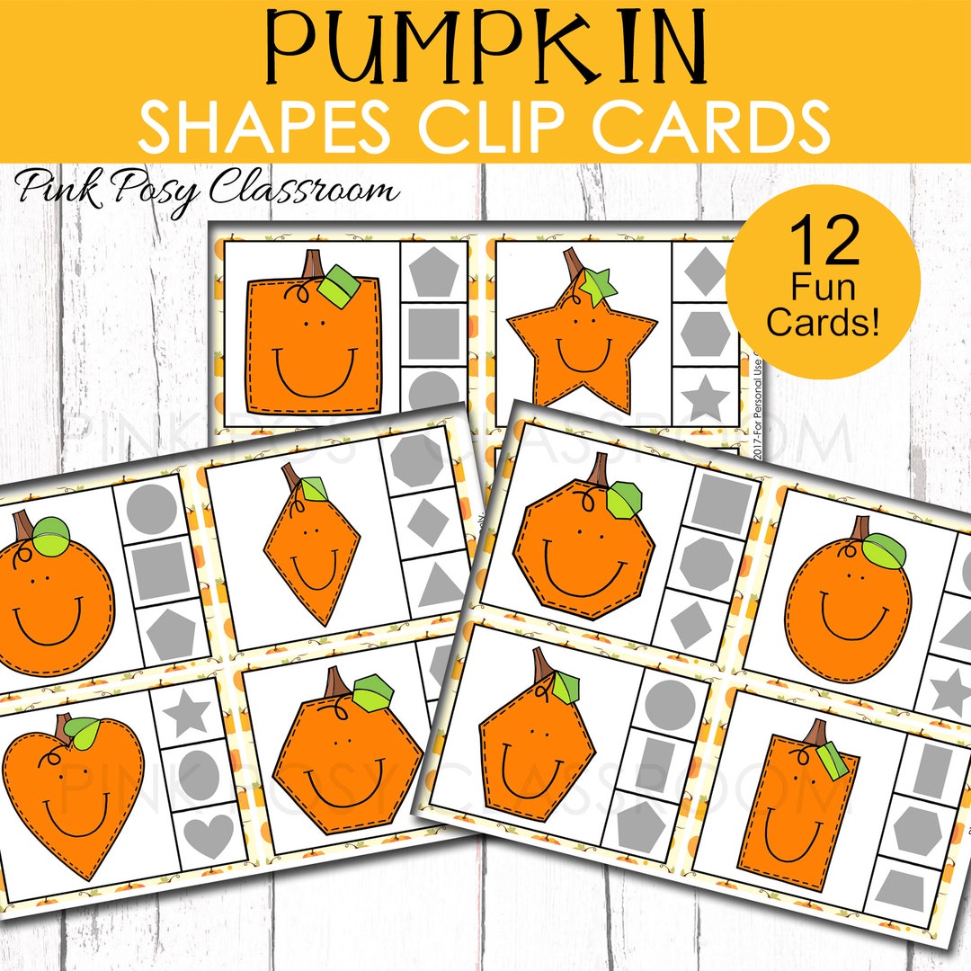 2D Shapes Flashcards Pumpkin, Pumpkin Shapes Clip Cards, Shapes ...