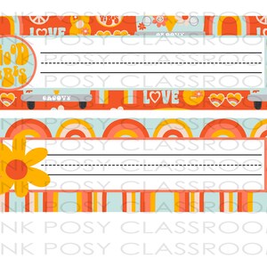 Editable Desk Name Plates, Groovy Desk Name Tag, Classroom Decorations ...